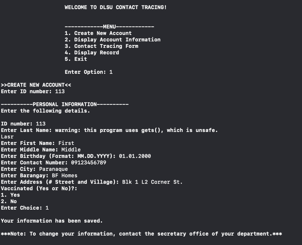 C++ LANGUAGE How to fix the output. Contact Tracing | Chegg.com