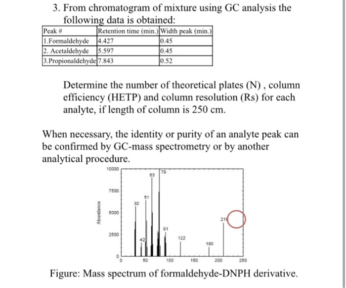 3. From chromatogram of mixture using GC analysis the | Chegg.com
