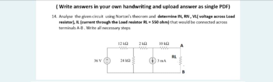Solved ( Write answers in your own handwriting and upload | Chegg.com