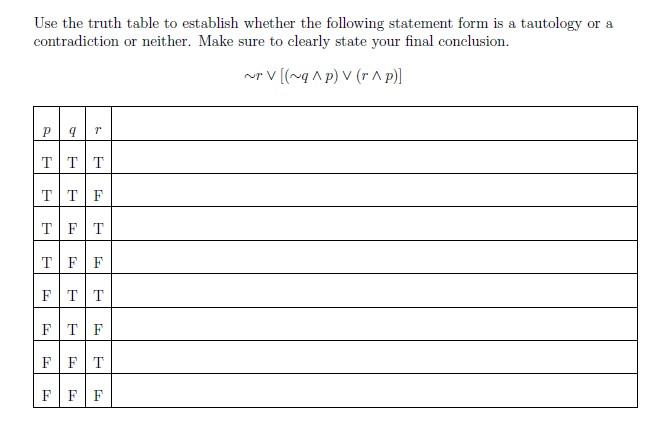 Solved Use the truth table to establish whether the | Chegg.com