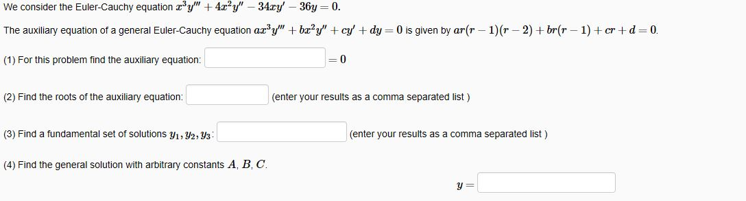 Solved We Consider The Euler Cauchy Equation