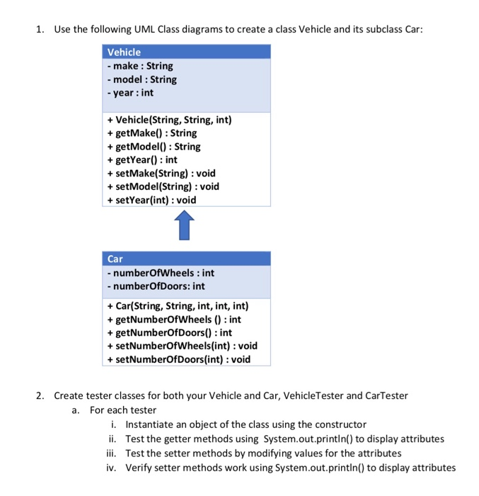 Solved 1 Use The Following Uml Class Diagrams To Create A
