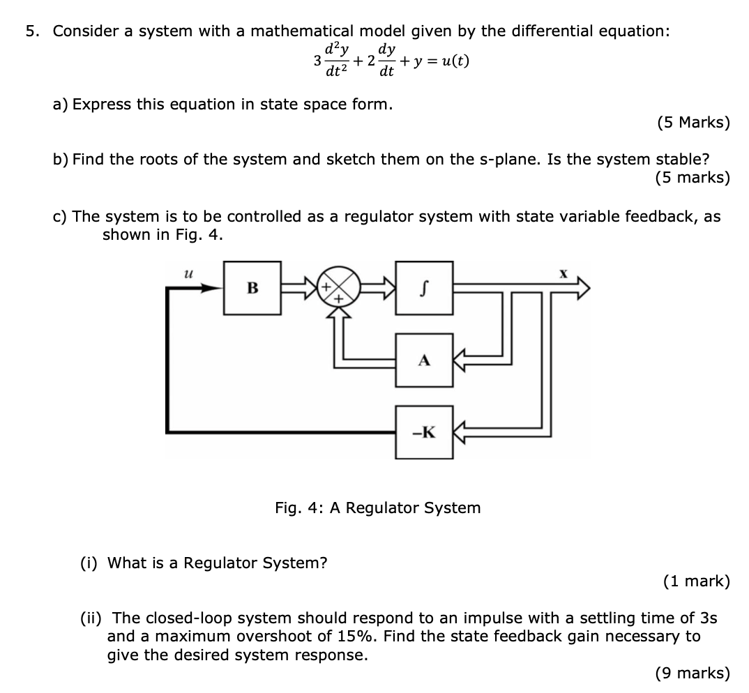 5. Consider a system with a mathematical model given | Chegg.com