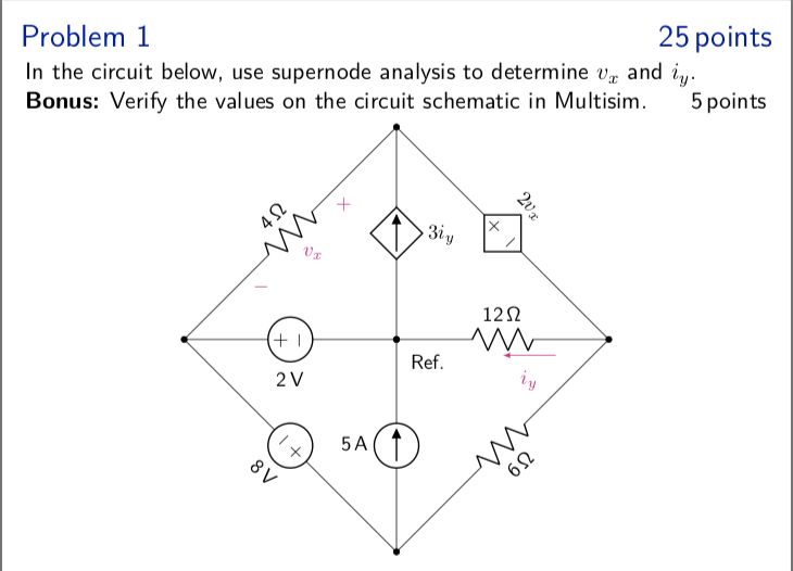 Solved In the circuit below, use supernode analysis | Chegg.com