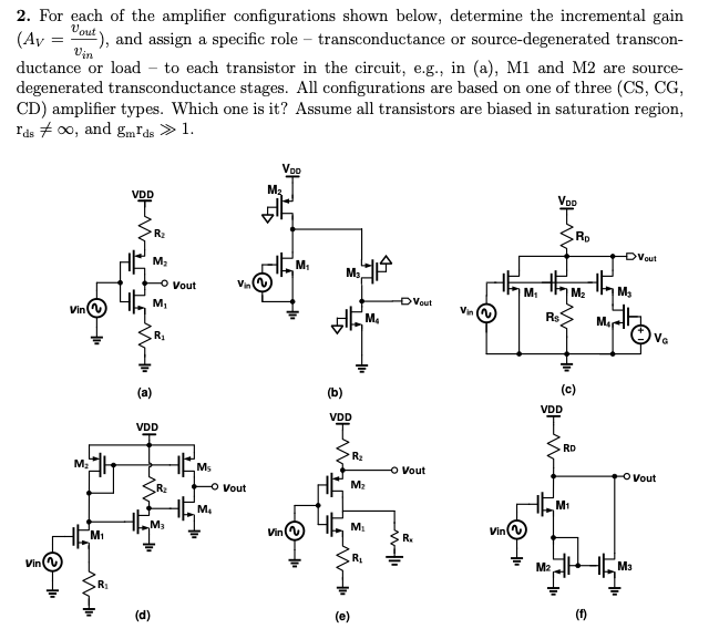 Solved 2. For each of the amplifier configurations shown | Chegg.com