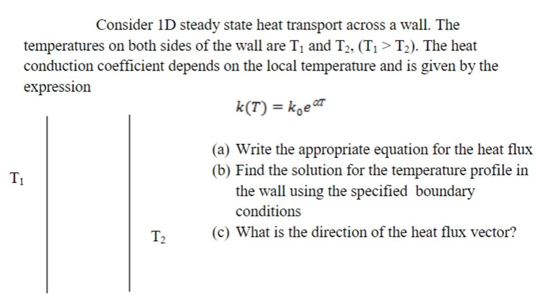 Solved Consider 1D steady state heat transport across a | Chegg.com