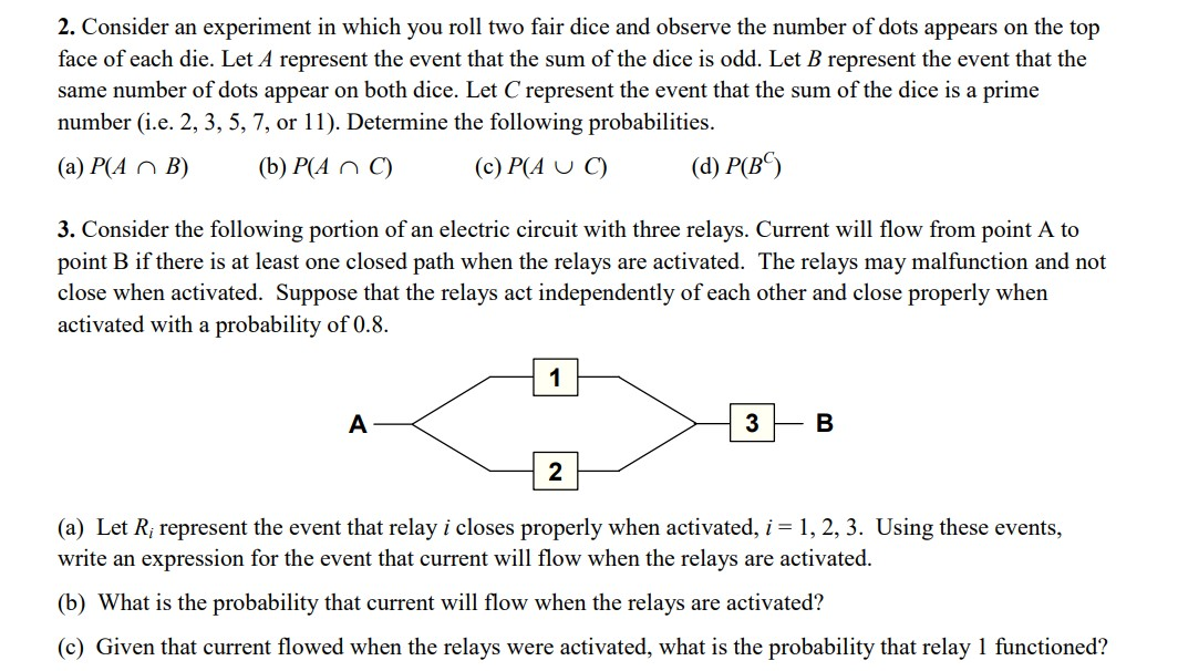 Solved 2 Consider An Experiment In Which You Roll Two Fair 