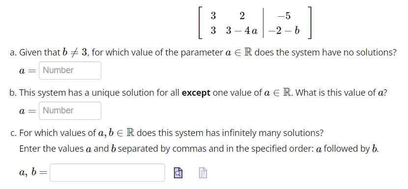 Solved [32-533-4a-2-b]a. ﻿Given that b≠3, ﻿for which value | Chegg.com