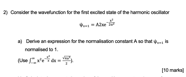 Solved 2) Consider the wavefunction for the first excited | Chegg.com