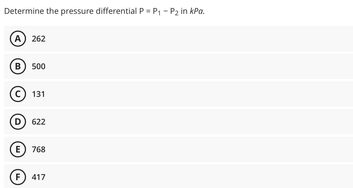 Solved Determine the pressure differential P = P1 - P2 in | Chegg.com