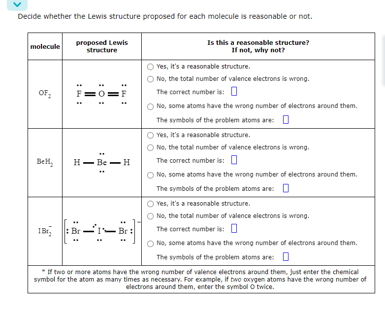 Solved Decide whether the Lewis structure proposed for each | Chegg.com