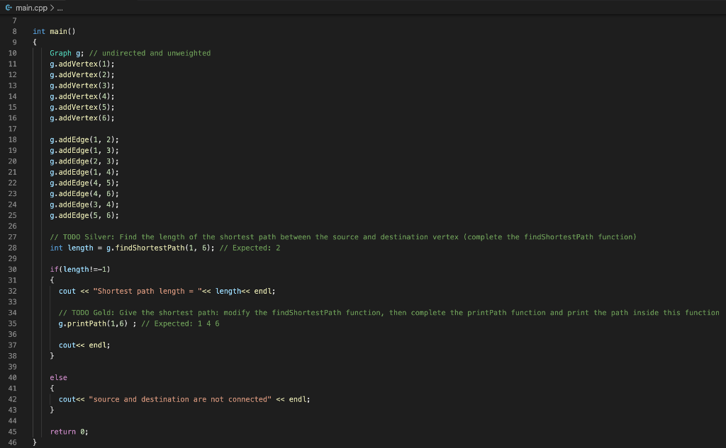 Solved Language is c++ Please use the given code and don't | Chegg.com