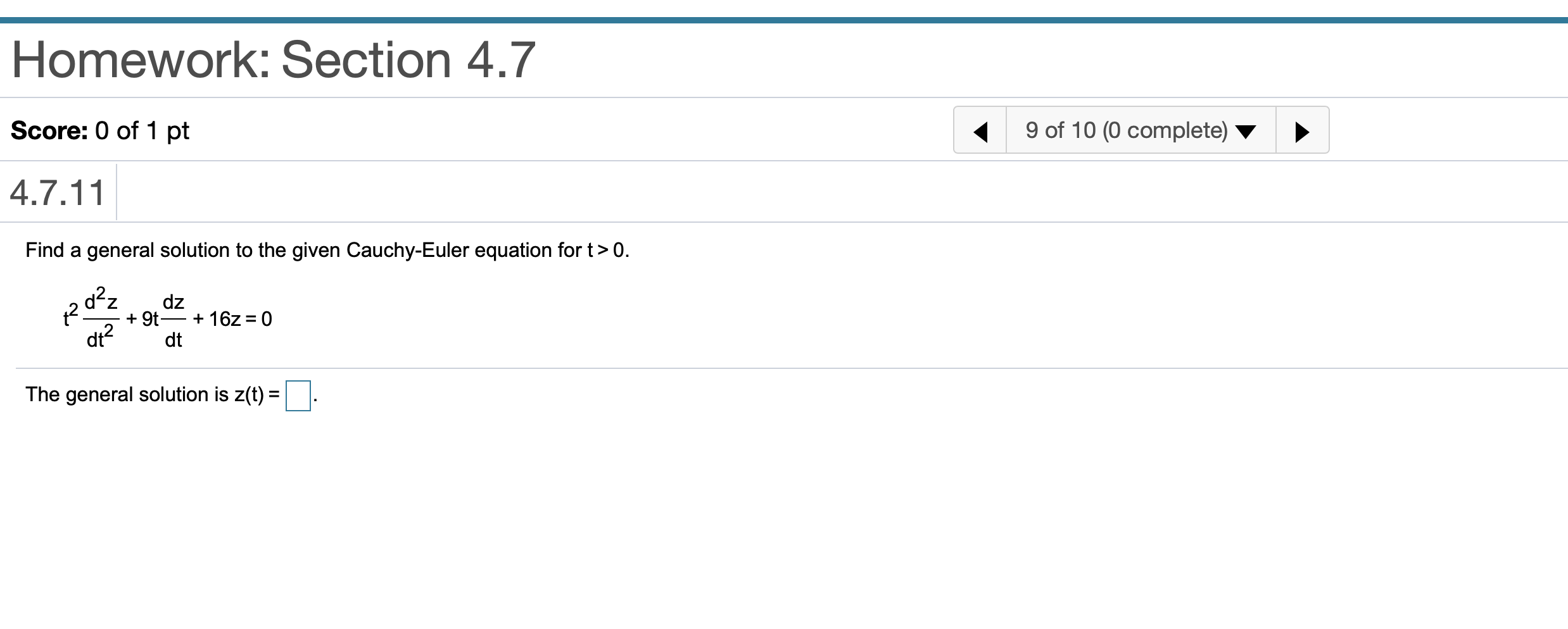 Solved Homework Section 4 7 Score 0 Of 1 Pt 9 Of 10 0