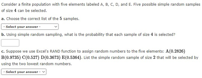 Solved Consider a finite population with five elements | Chegg.com
