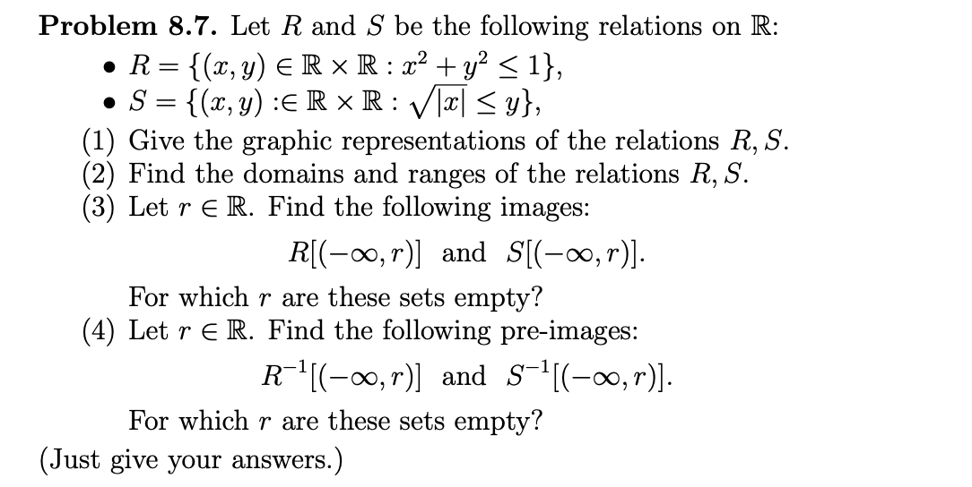 Solved Problem 8.7. Let R and S be the following relations | Chegg.com