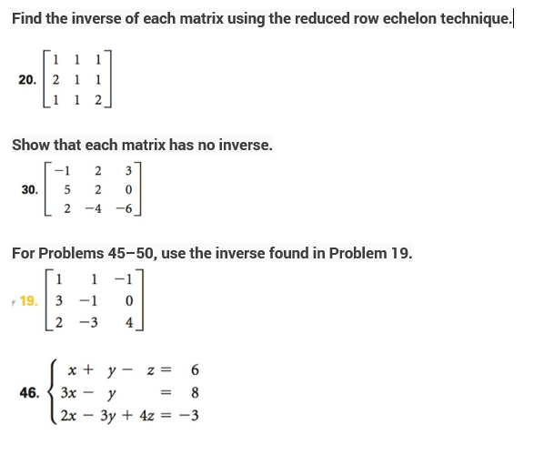 Find the inverse of each matrix using the reduced row | Chegg.com