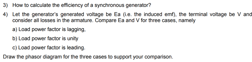 Solved 3) How to calculate the efficiency of a synchronous | Chegg.com
