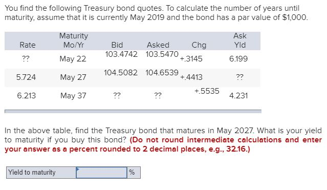 Solved You find the following Treasury bond quotes. To | Chegg.com