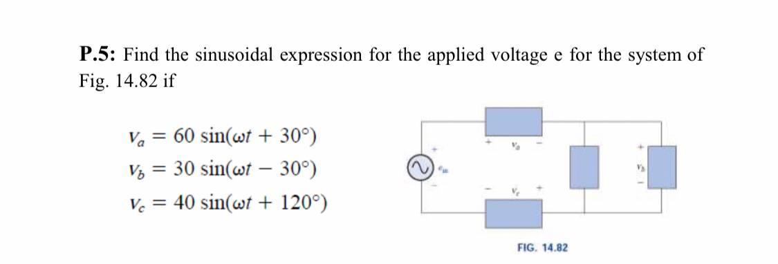 Solved P.5: Find the sinusoidal expression for the applied | Chegg.com