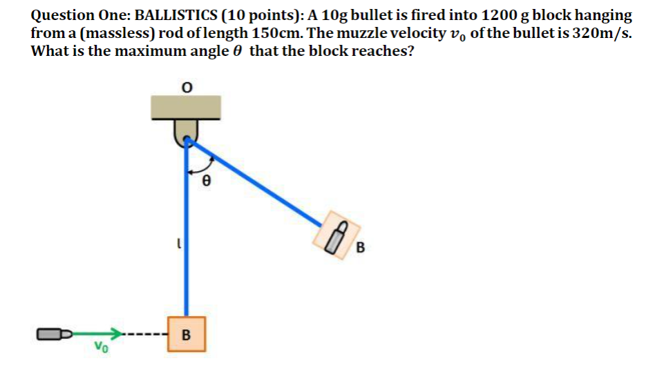 Solved Question One: BALLISTICS (10 points): A 10g bullet is | Chegg.com