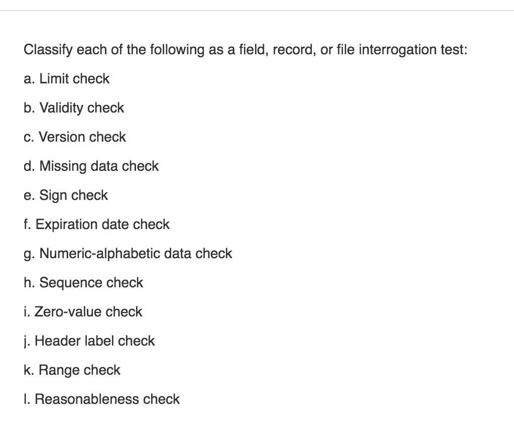 Solved Classify Each Of The Following As A Field Record Or 