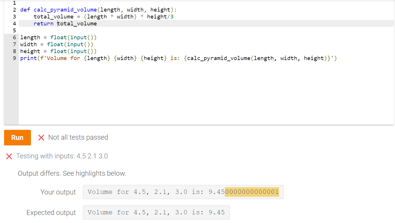 Solved × Not all tests passed Testing with inputs: 4.52.13.0 | Chegg.com
