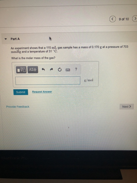 Solved an experiment shows that a 115 ml gas sample has a | Chegg.com