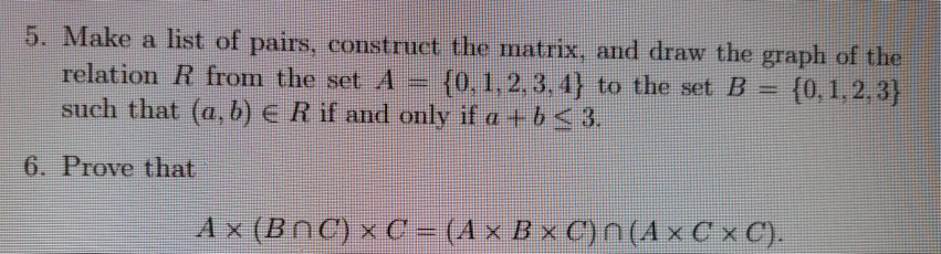 Solved 5. Make a list of pairs, construct the matrix, and | Chegg.com
