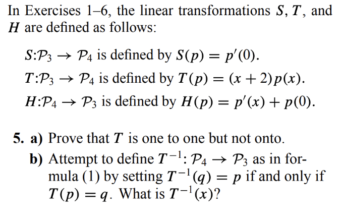 Solved In Exercises 1-6, the linear transformations S,T, and | Chegg.com