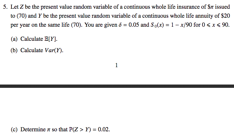 5. Let Z be the present value random variable of a | Chegg.com