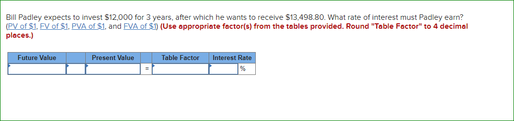 Solved Bill Padley expects to invest $12,000 for 3 years, | Chegg.com