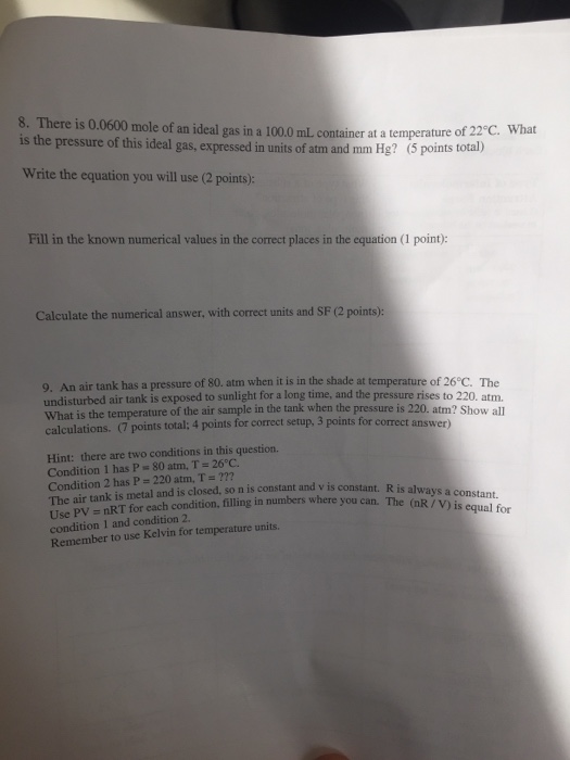 Solved 8 There Is 0 0600 Mole Of An Ideal Gas In A 100 0 ML Chegg