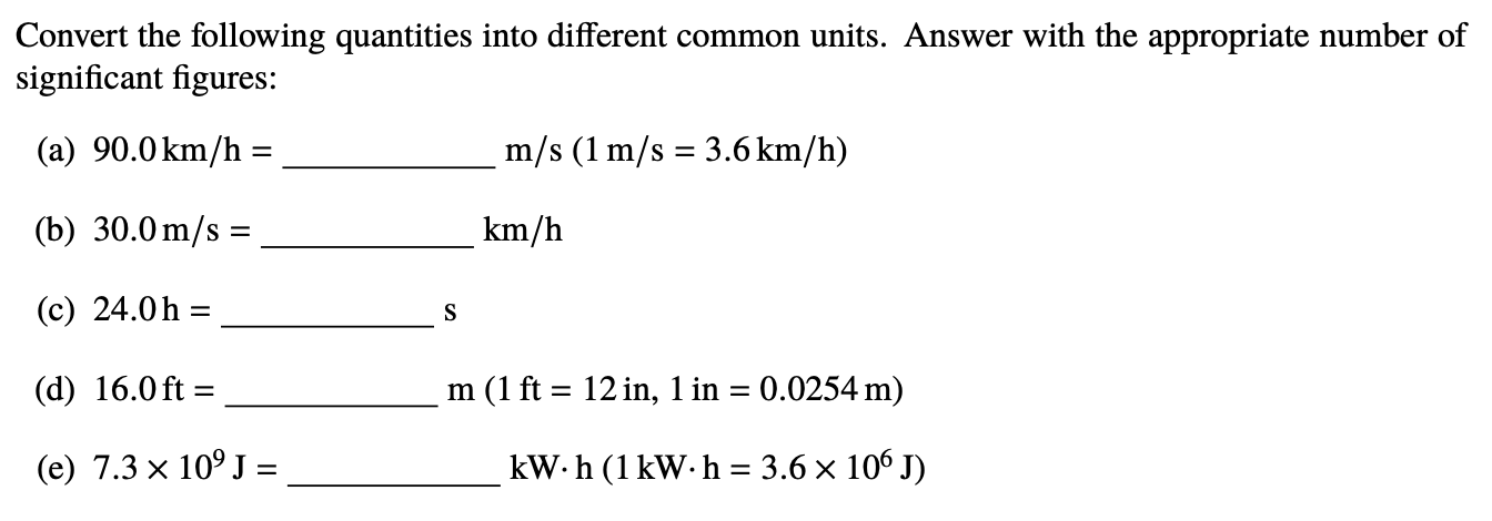 Solved Convert the following quantities into different | Chegg.com