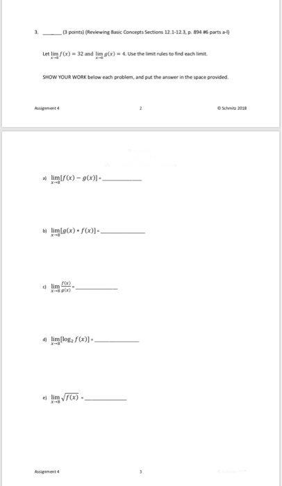 Solved 6. Let lim fx) 32 and lim()4. Use the limit rules to | Chegg.com