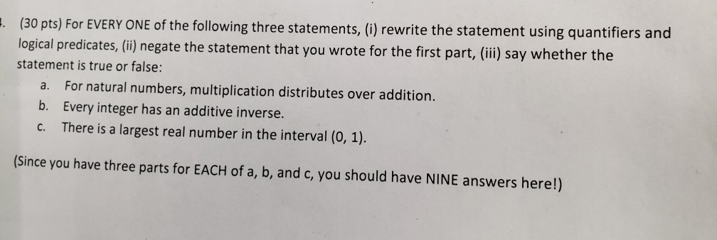 Solved (30 pts) For EVERY ONE of the following three | Chegg.com