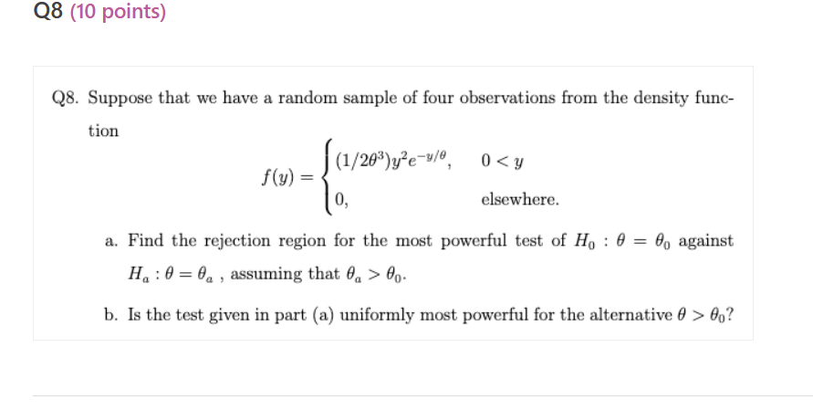 Solved Q8 (10 ﻿points)Q8. ﻿Suppose that we have a random | Chegg.com