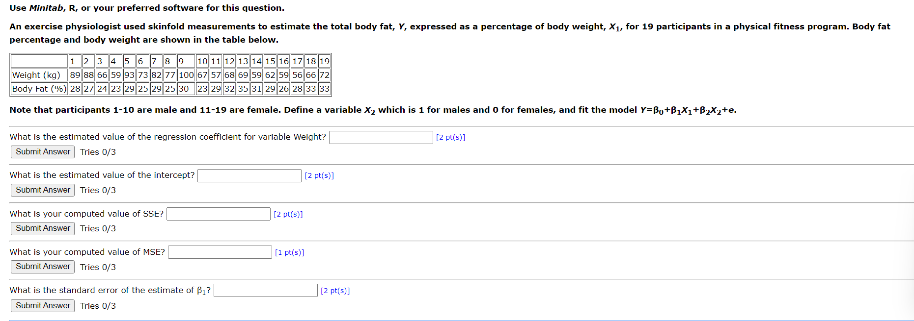 Solved Use Minitab, R, or your preferred software for this | Chegg.com