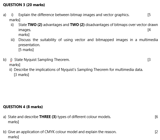 Solved QUESTION 3 (20 marks) a) i) Explain the difference | Chegg.com