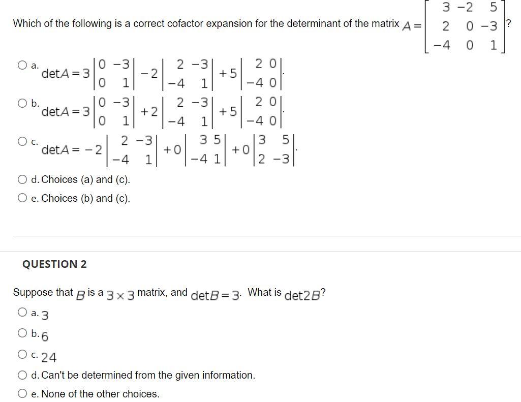 Solved Which of the following is a correct cofactor | Chegg.com
