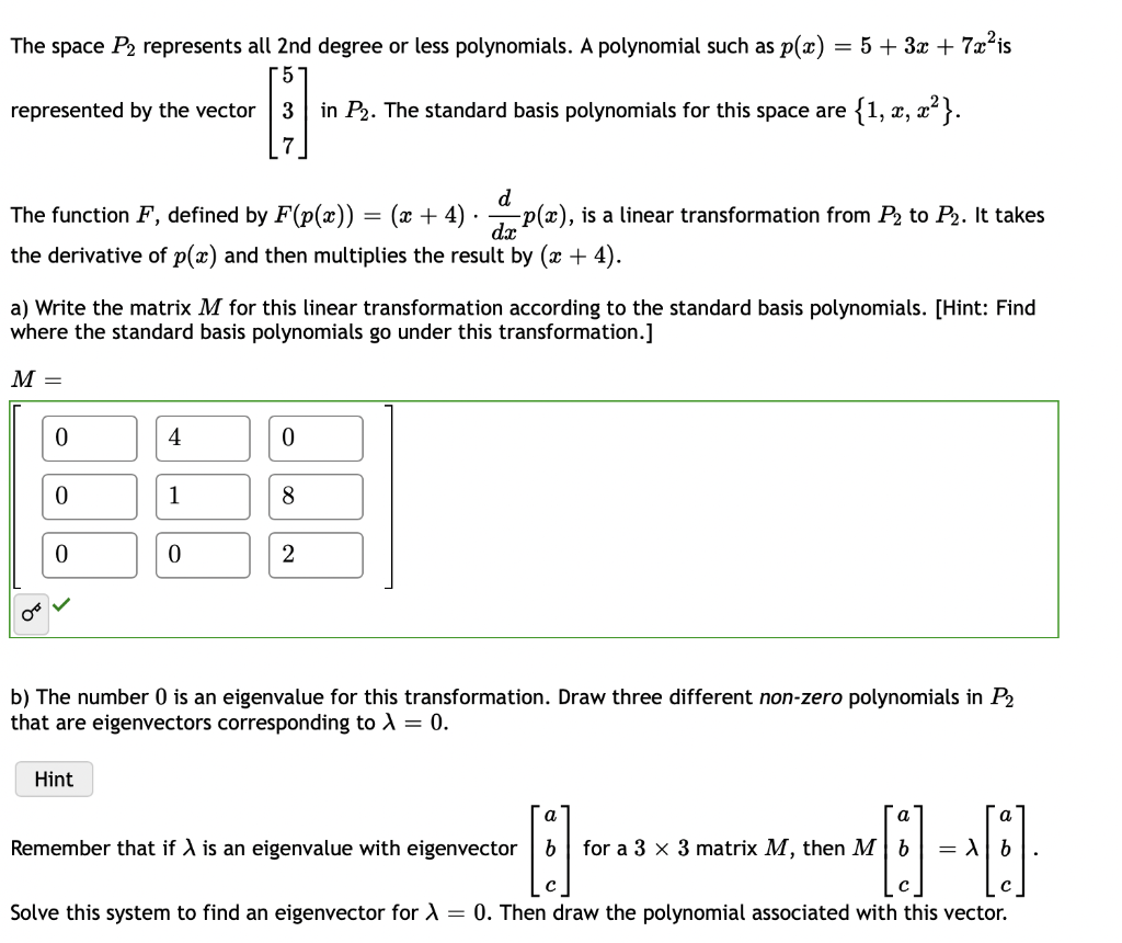 Solved The space P2 represents all 2 nd degree or less | Chegg.com