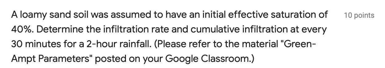 A loamy sand soil was assumed to have an initial | Chegg.com