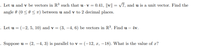 Solved . Let u and v be vectors in R3 such that u v = 0.41, | Chegg.com