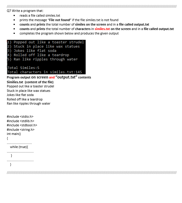 Solved Q7 Write a program that: reads a file called | Chegg.com