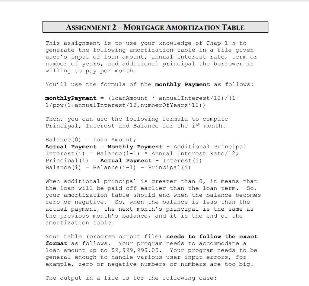Solved ASSIGNMENT 2-MORTGAGE AMORTIZATION TABLE This | Chegg.com