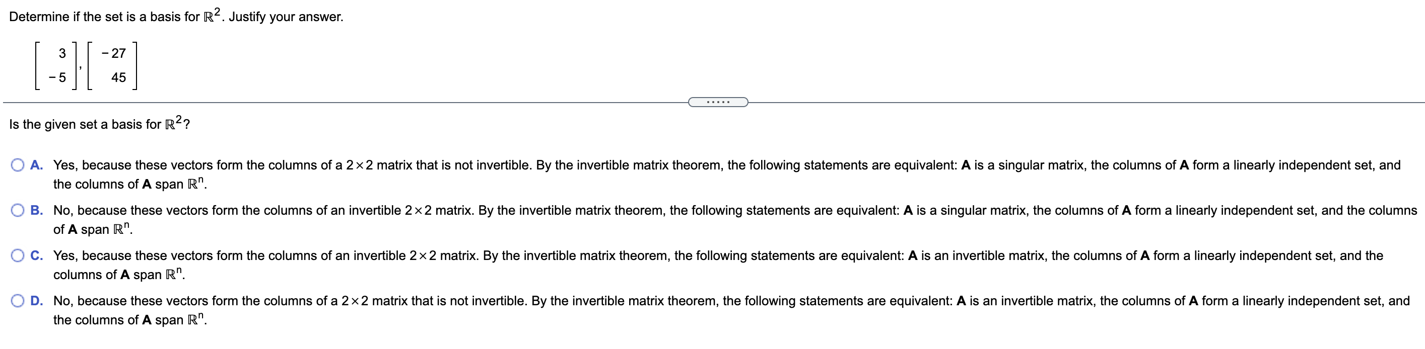 Solved Determine if the set is a basis for R2. Justify your | Chegg.com