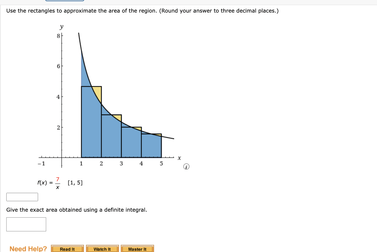 Solved Use the rectangles to approximate the area of the | Chegg.com