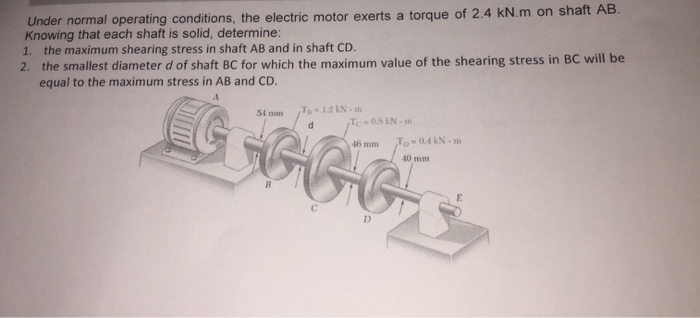 Solved Under normal operating conditions, the electric motor | Chegg.com