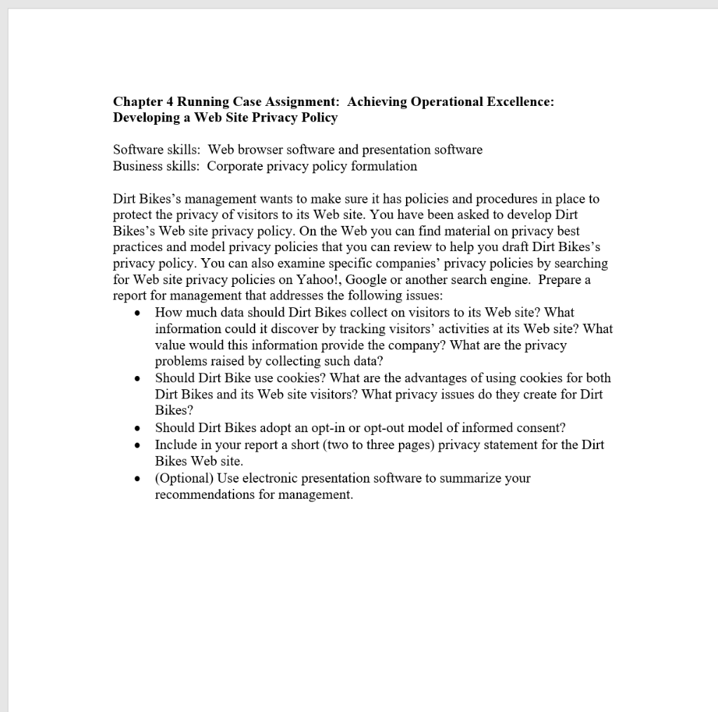 Solved Chapter 4 Running Case Assignment: Achieving | Chegg.com