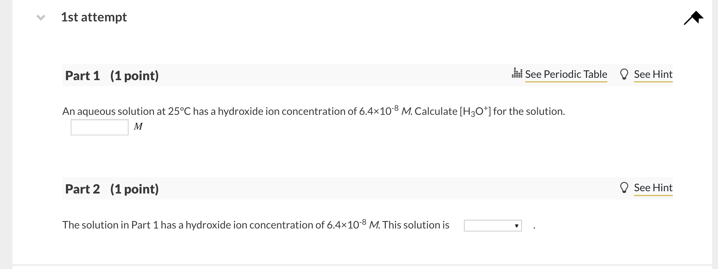 Solved 1st attempt Part 1 (1 point) . See Periodic Table See | Chegg.com