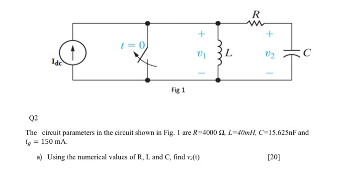 Solved =0 0 Idc Fig 1 Q2 The circuit parameters in the | Chegg.com